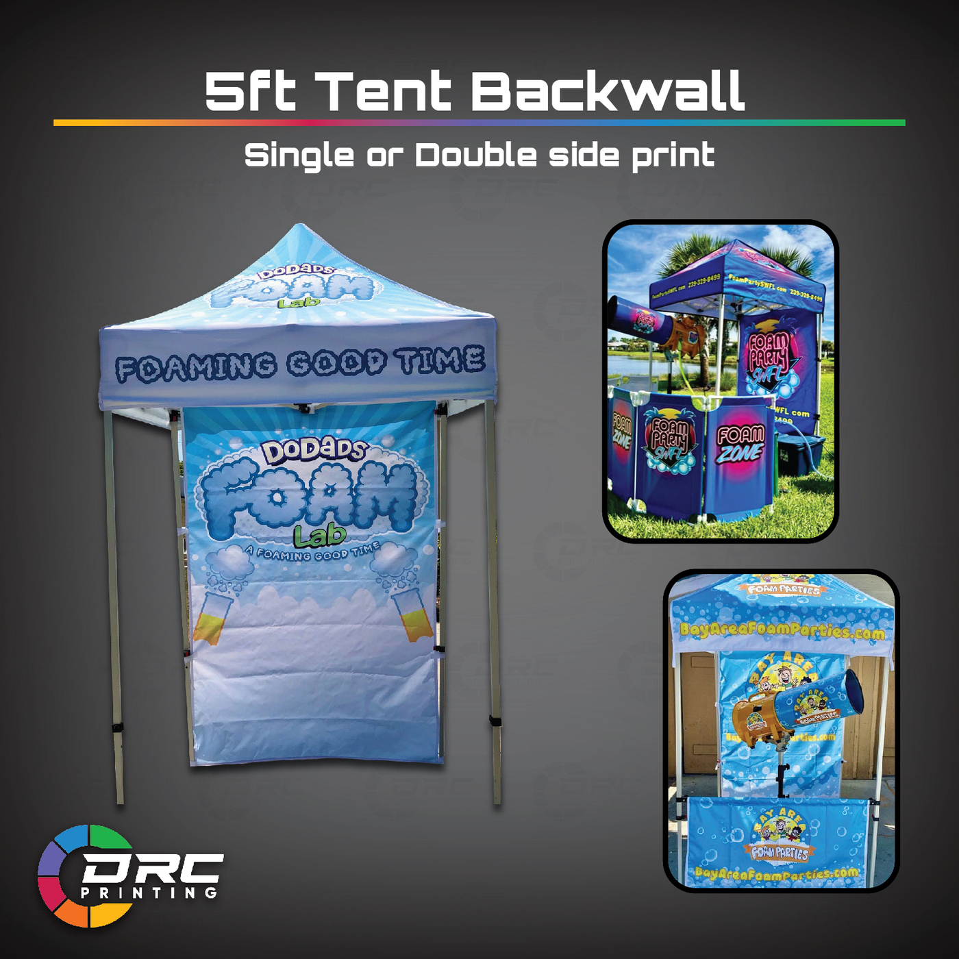 5 foot Tent Full Backwall (Single or Double Side Print)
